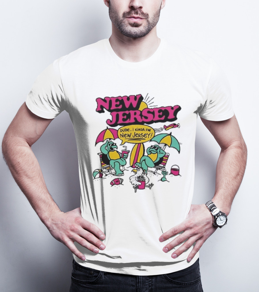 New Jersey 2026 Vibe Cartoon Relaxing Beach Chill Fun T-Shirt