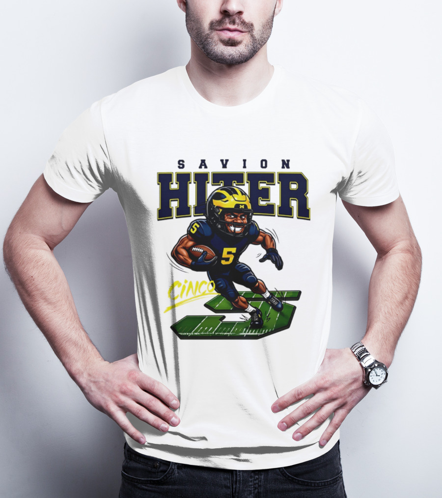 Savion Hiter Michigan Football Cinco 5 Mascot Caricature T-Shirt