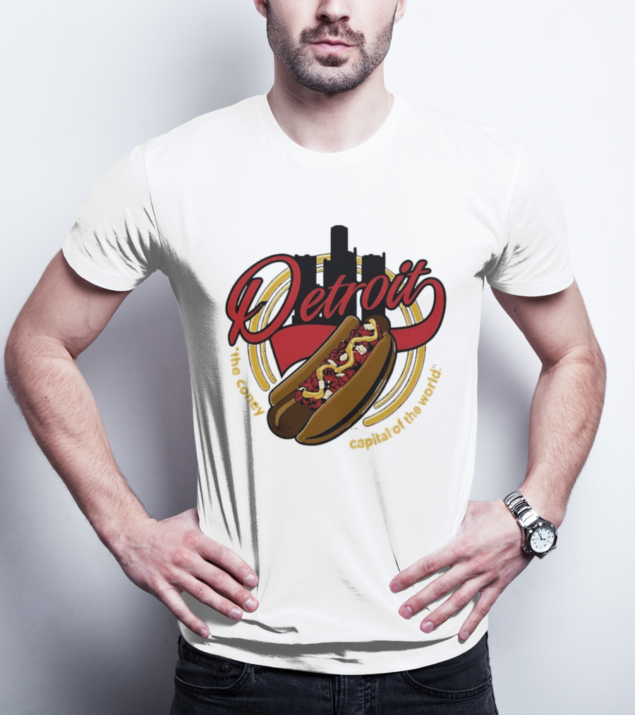 Detroit The Coney Capital Of The World Hot Dog Skyline T-Shirt