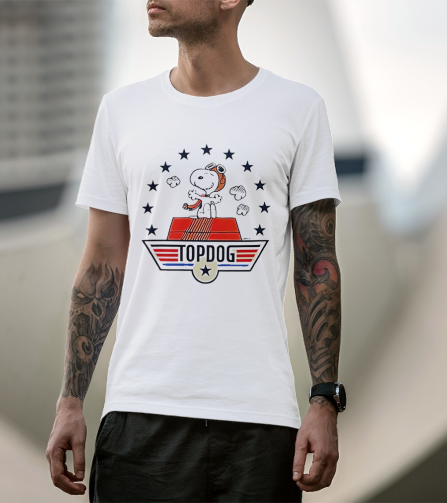 Snoopy Top Dog Stars Aviator Scarf And Goggles T-Shirt