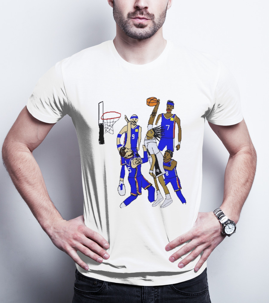 Stephon Castle Dunk Basketball Blue Team Number 4 Drawing T-Shirt
