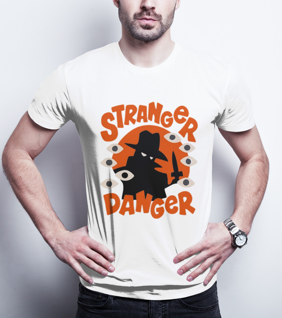 Stranger Danger Mysterious Figure Holding Knife Surrounded By Ing Eyes T-Shirt