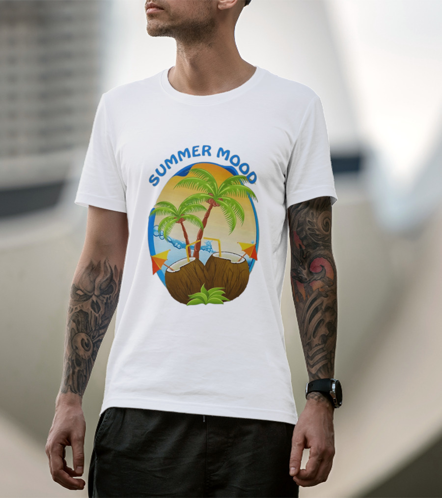 Summer Mood Tropical Palm And Coconut Drink Fiesta T-Shirt