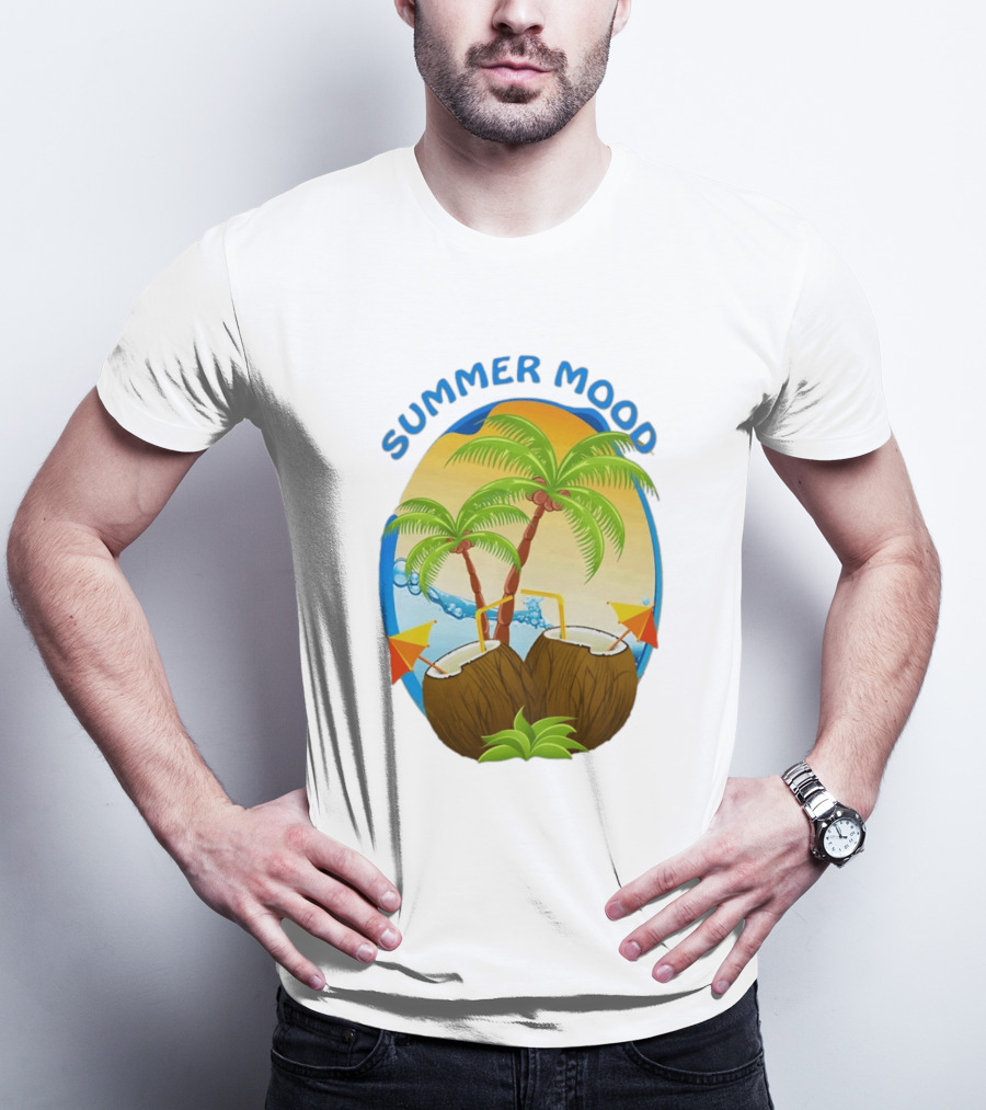 Summer Mood Tropical Palm And Coconut Drink Fiesta T-Shirt