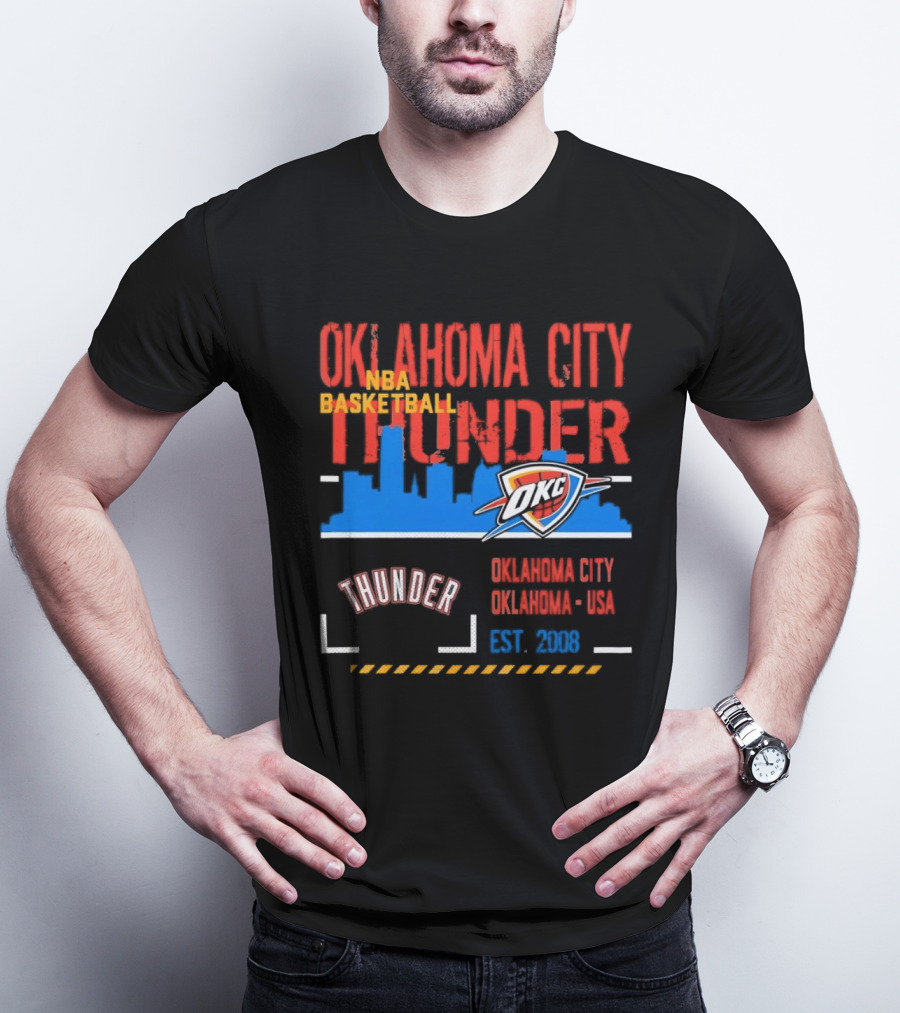 Oklahoma City Thunder NBA Basketball Skyline OKC Est 2008 T-Shirt