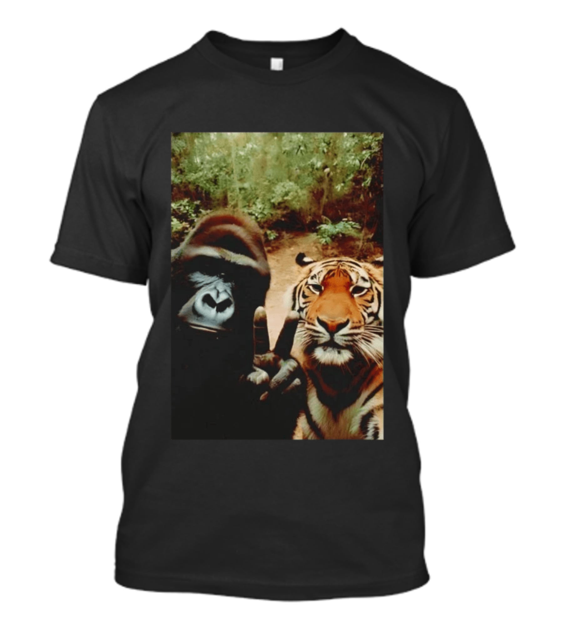 Gorilla And Tiger Peace Selfie Hi T-Shirt
