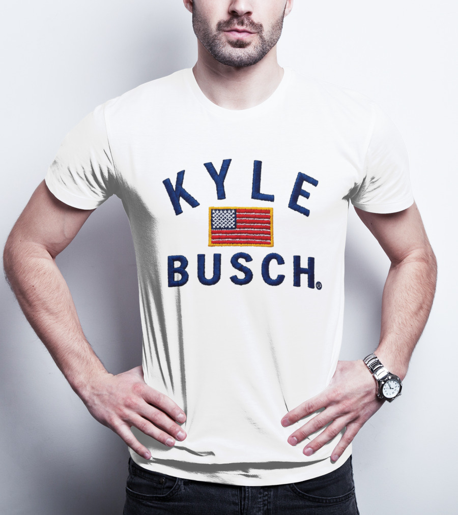 Kyle Busch American Flag Racing Patch T-Shirt