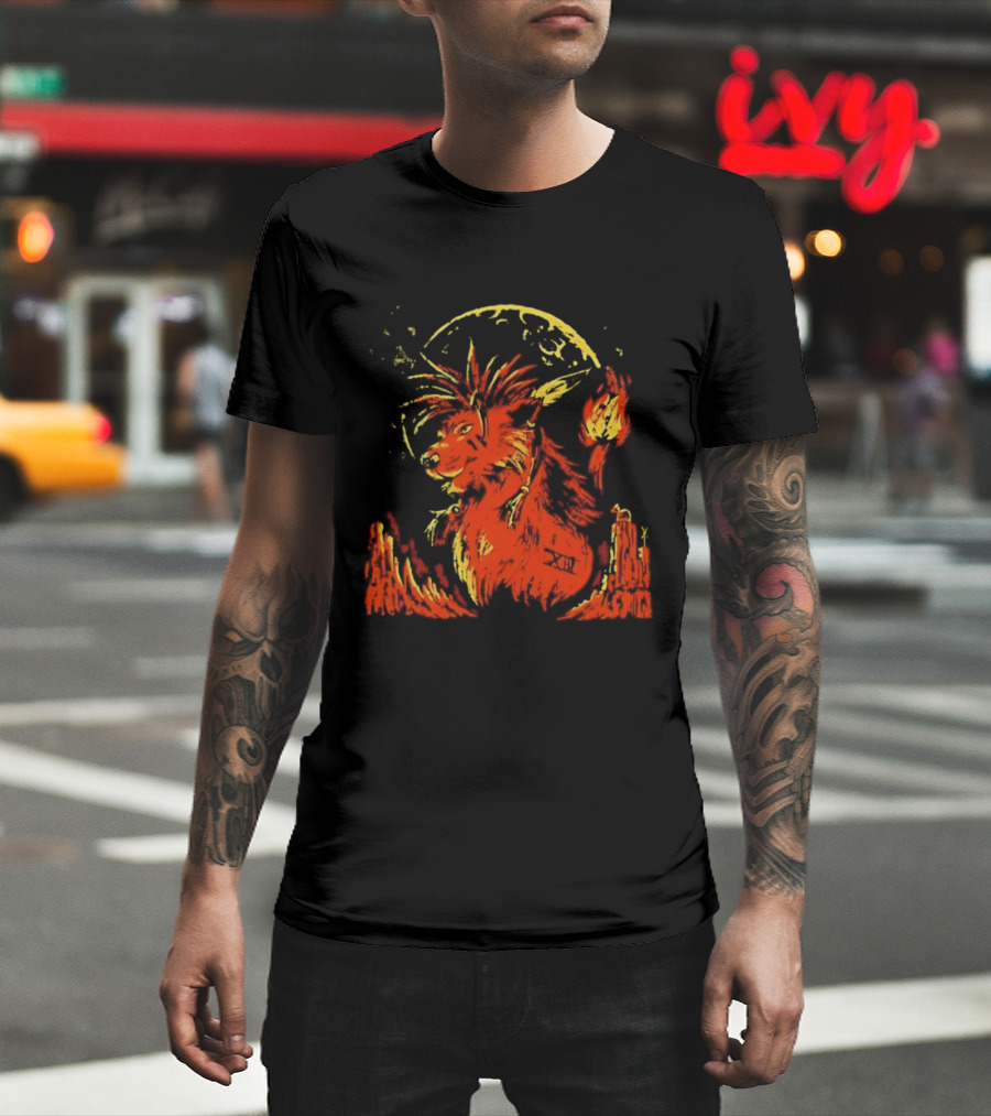 Red XIII Final Fantasy Guardian Of The Canyon Moonlit Fire Aura T-Shirt