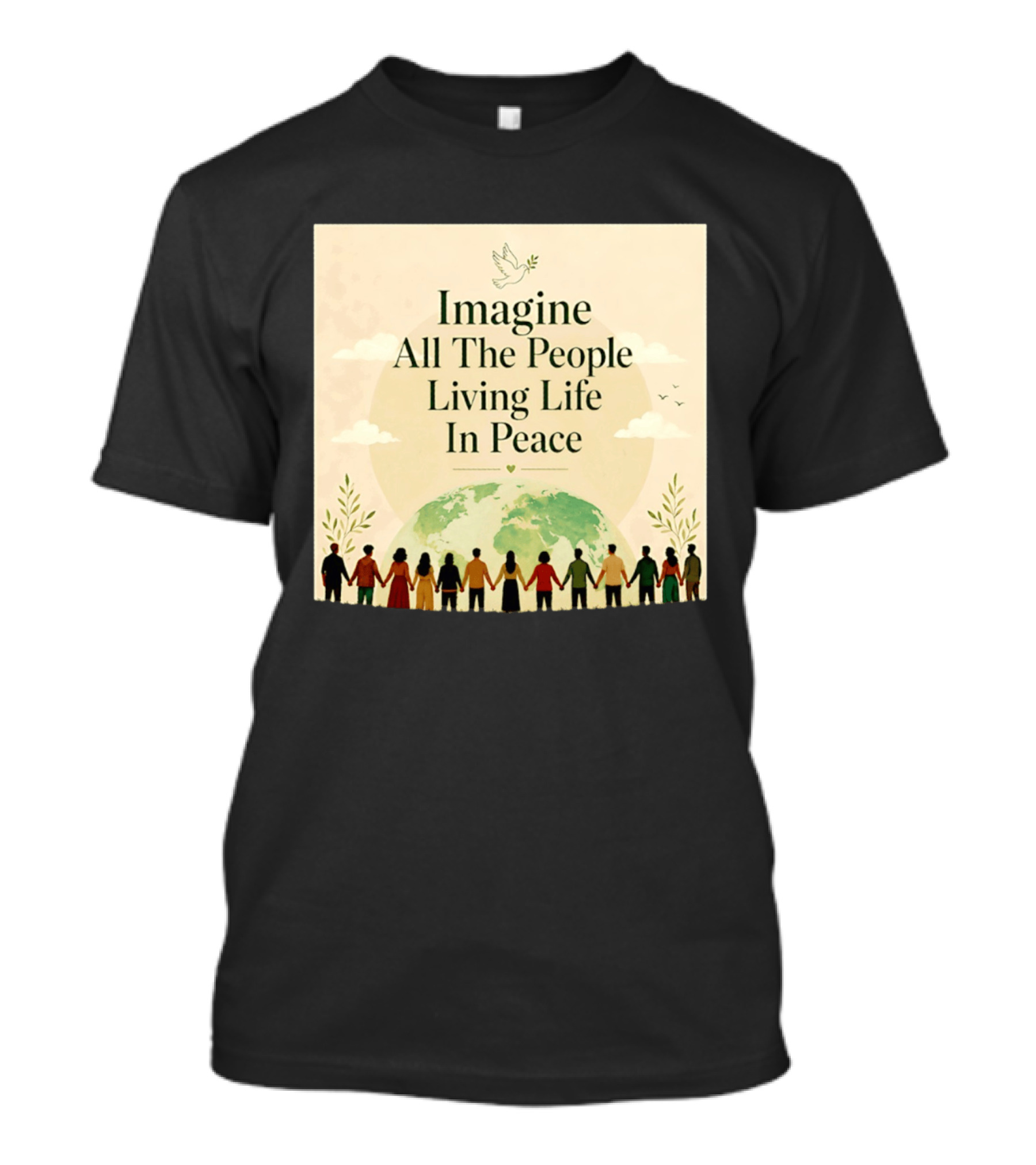 Imagine All The People Living Life In Peace Dove Earth Unity T-Shirt