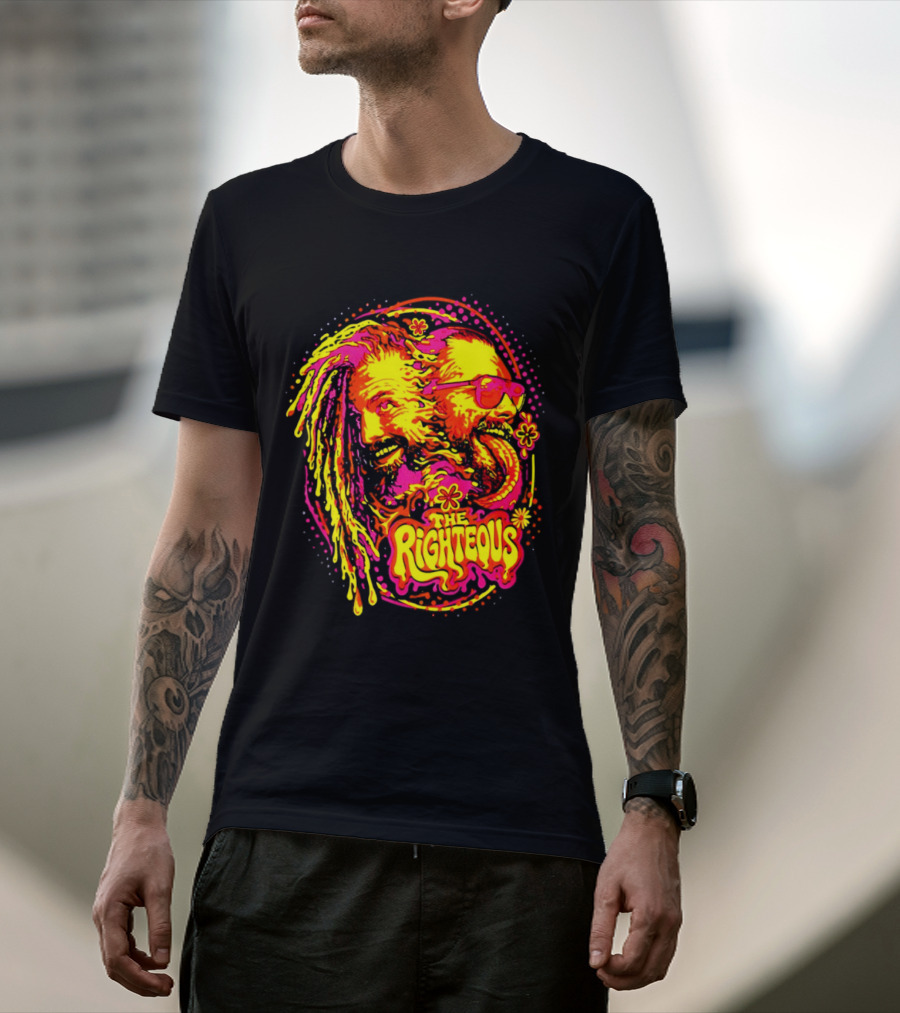 TNA Wrestling The Righteous Psychedelic Tie Dye Art With Sunglasses And Flowers T-Shirt