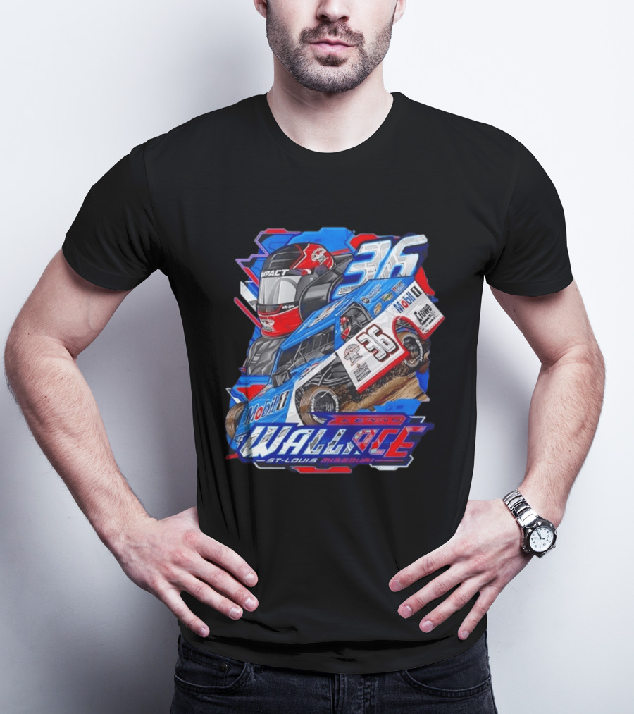 Kenny Wallace 36 Mobil 1 Racing St Louis Missouri Dirt Track T-Shirt