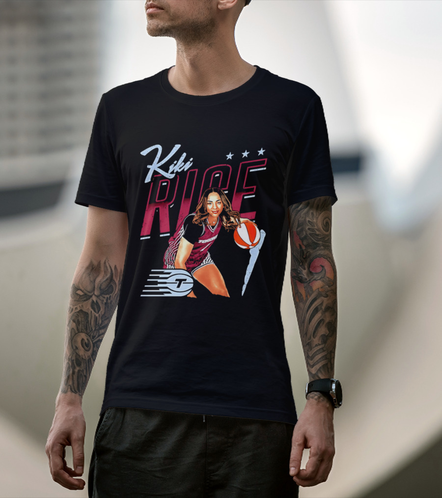 Kiki Rice Toronto Tempo Player Three Stars Basketball Pose T-Shirt