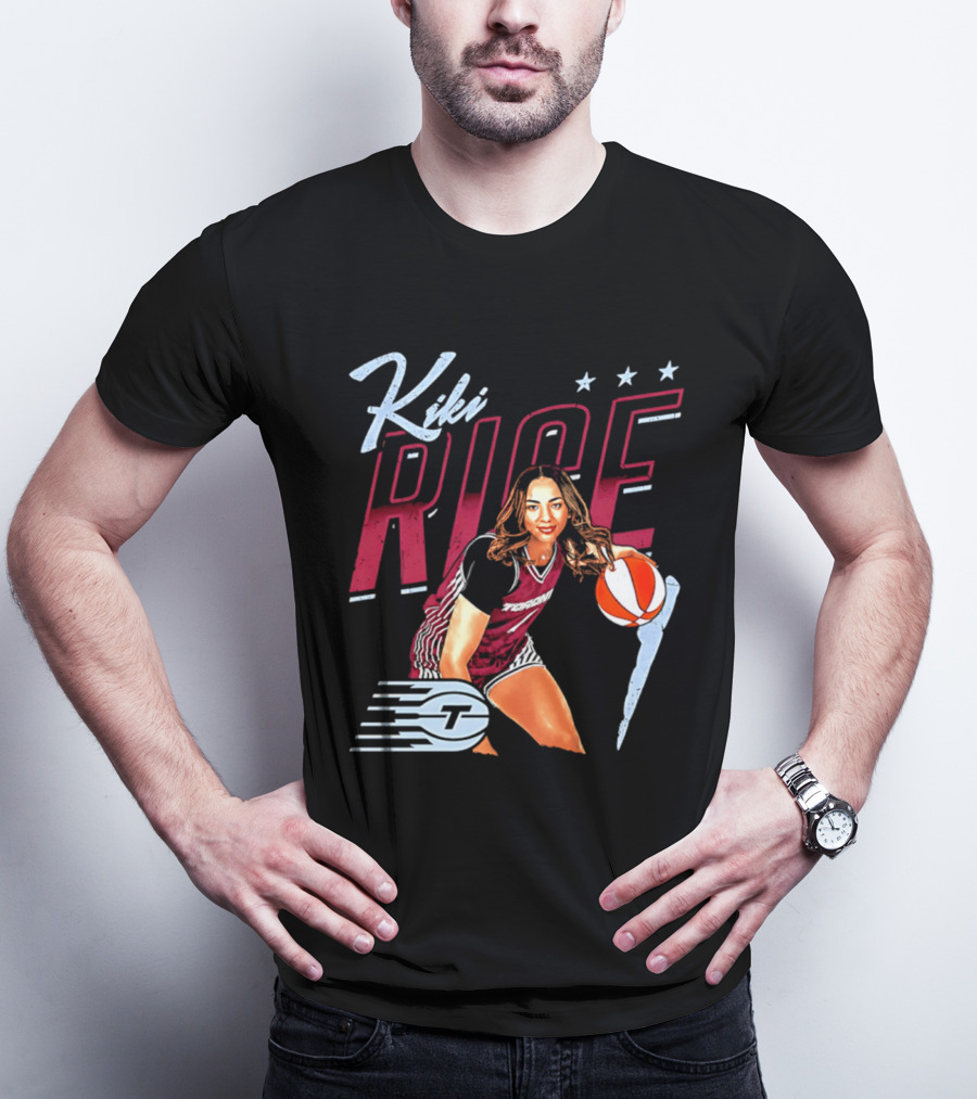 Kiki Rice Toronto Tempo Player Three Stars Basketball Pose T-Shirt