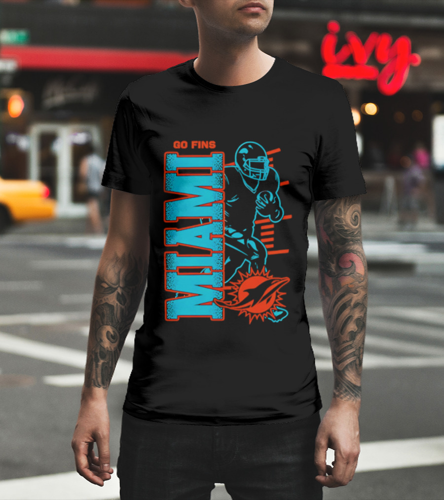 Miami Dolphins Go Fins Football Player T-Shirt