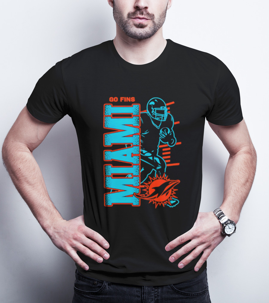 Miami Dolphins Go Fins Football Player T-Shirt