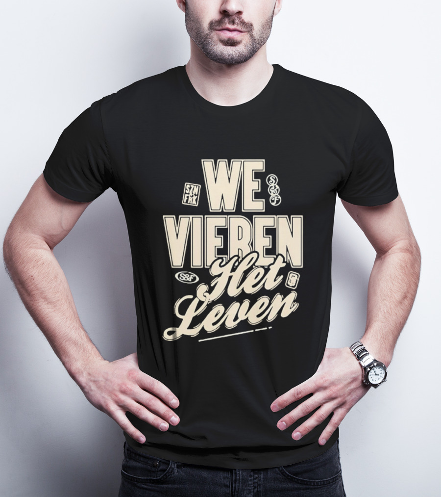 We Vieren Het Leven Tekst Stijl Met Bubbels En Sterren T-Shirt