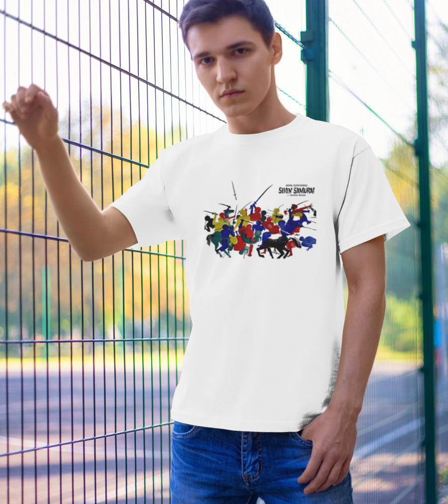 Andafterthat Akira Kurosawa Seven Samurai Painted Battle Scene T-Shirt