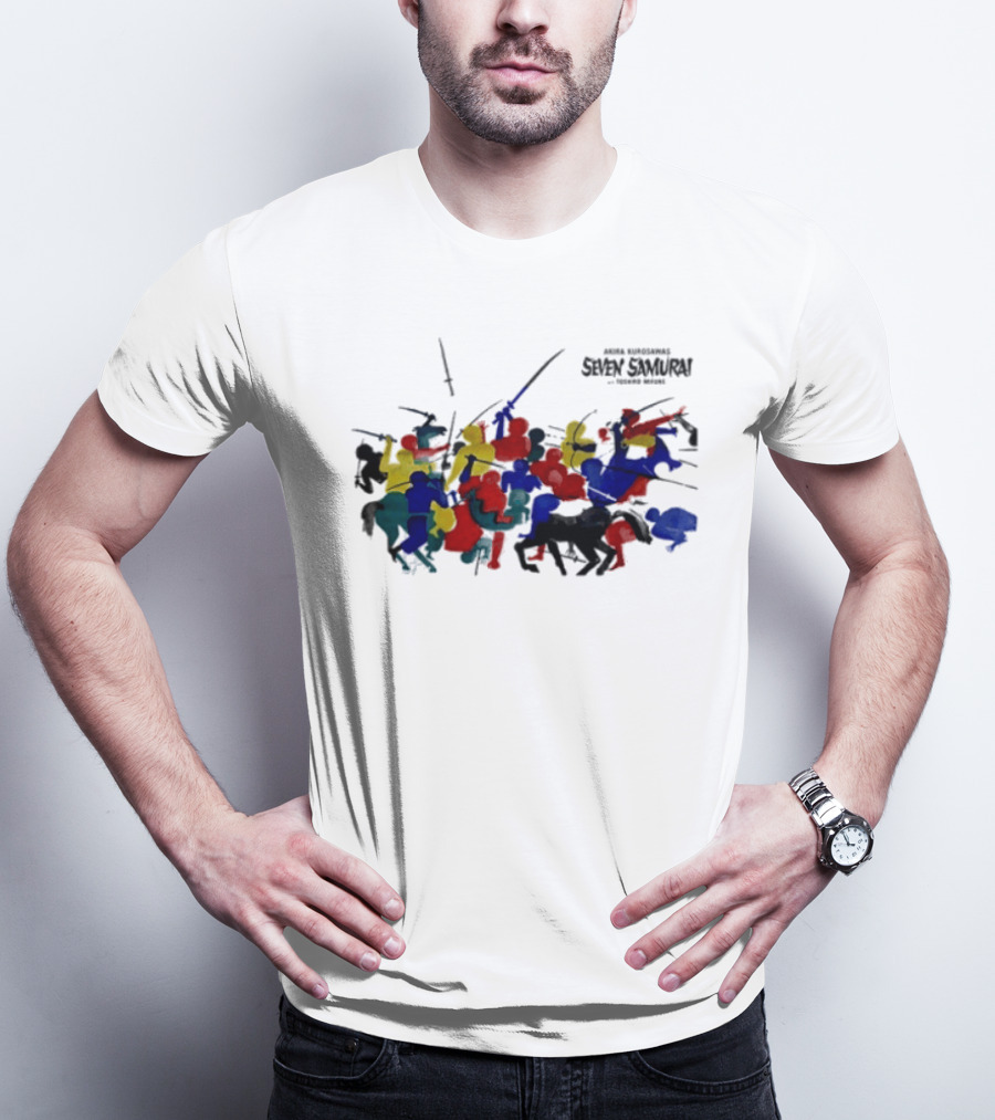 Andafterthat Akira Kurosawa Seven Samurai Painted Battle Scene T-Shirt