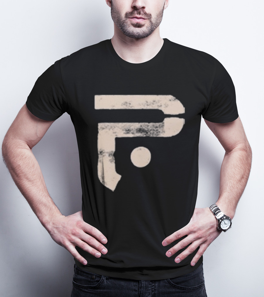 A Pale White Dot Abstract Symbol With Textured Circular Motif T-Shirt