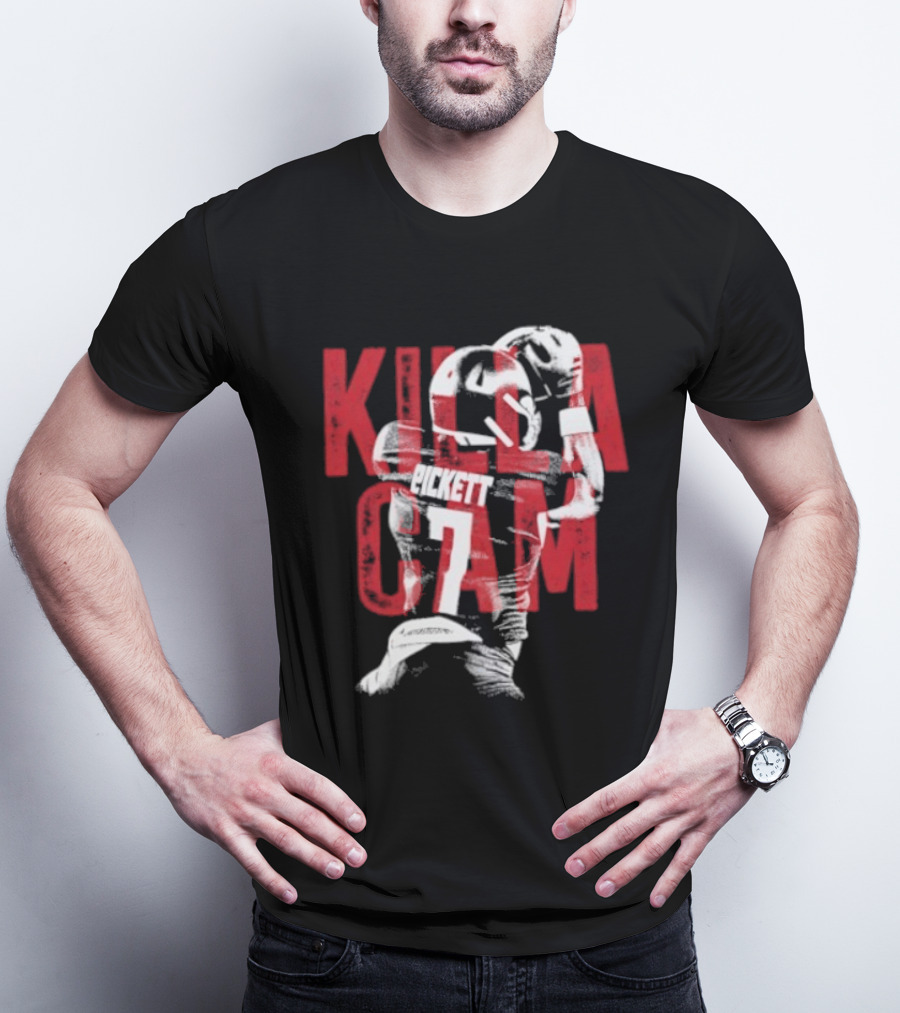 Killa Cam Pickett Kansas Jayhawks 7 Bitmap Overlay T-Shirt