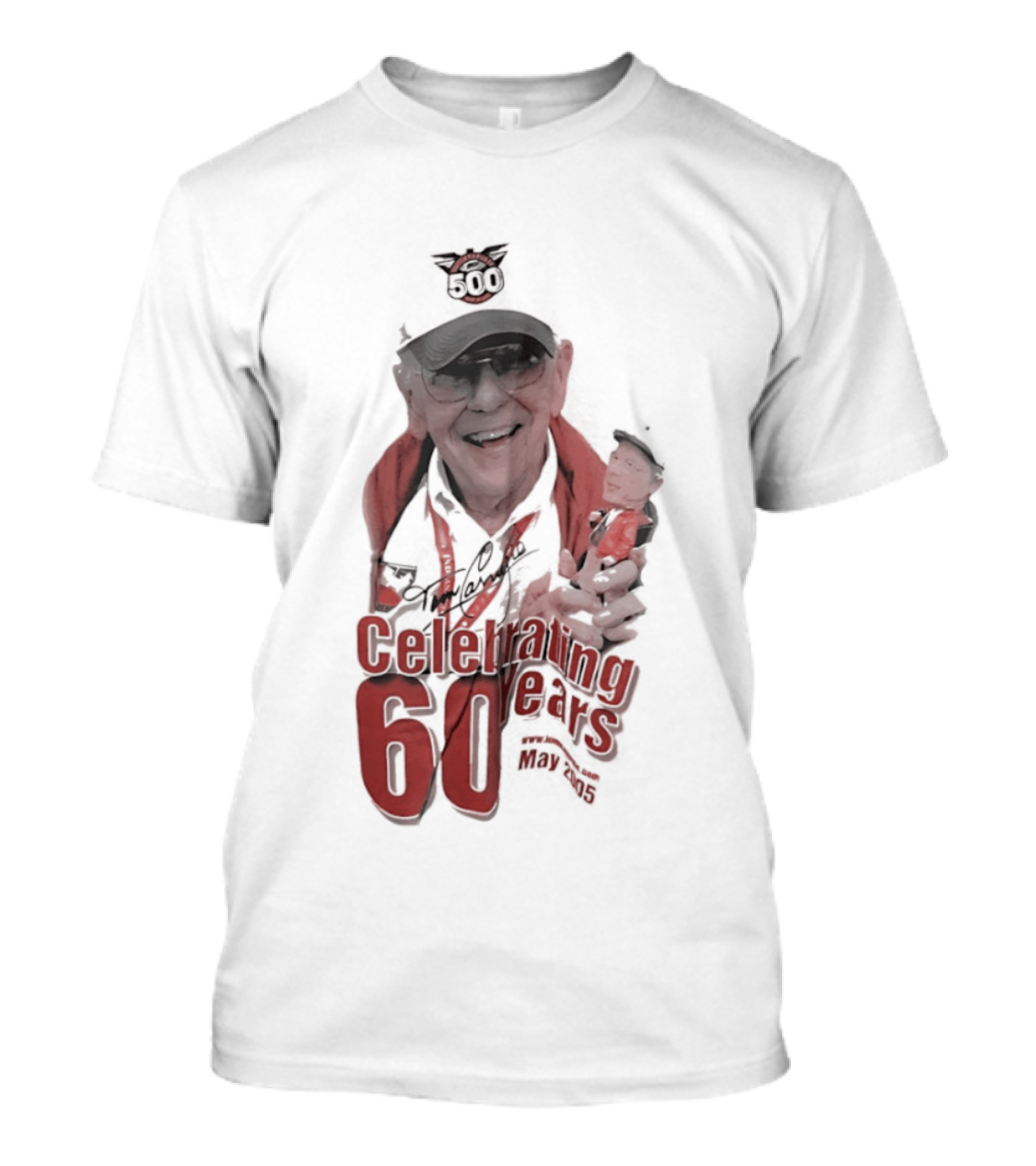 Tom Carnegie Indianapolis 500 Celebrating 60 Years Announcer Bobblehead May 2005 T-Shirt