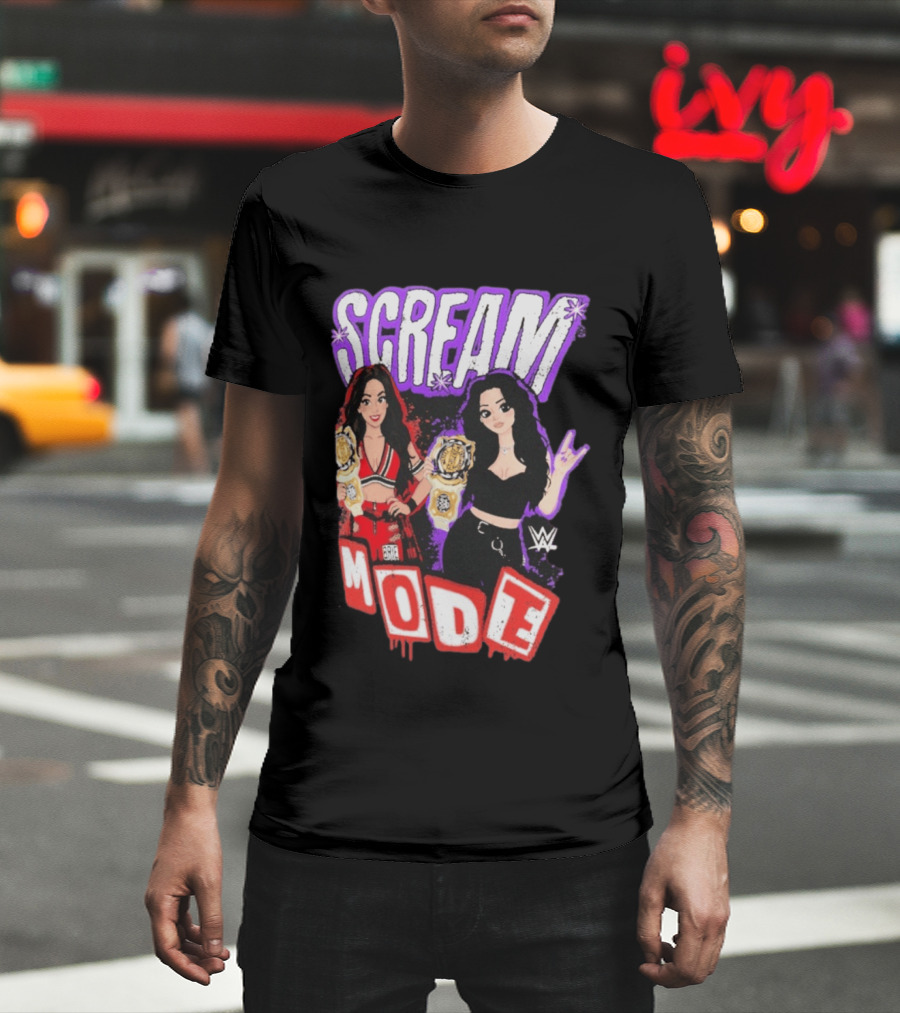 Scream Mode Paige Vs Brie Bella Cartoon WWE Champions T-Shirt