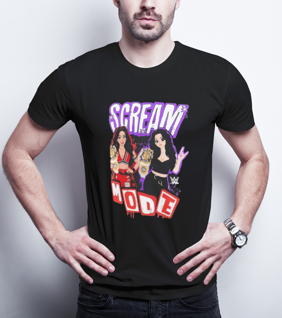 Scream Mode Paige Vs Brie Bella Cartoon WWE Champions T-Shirt