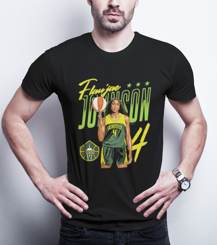 Flau'jae Johnson 4 Seattle Storm Basketball Star Pose T-Shirt