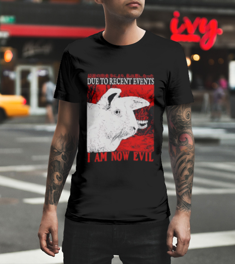 Rabbit Due To Recent Events I Am Now Evil Creepy Red T-Shirt
