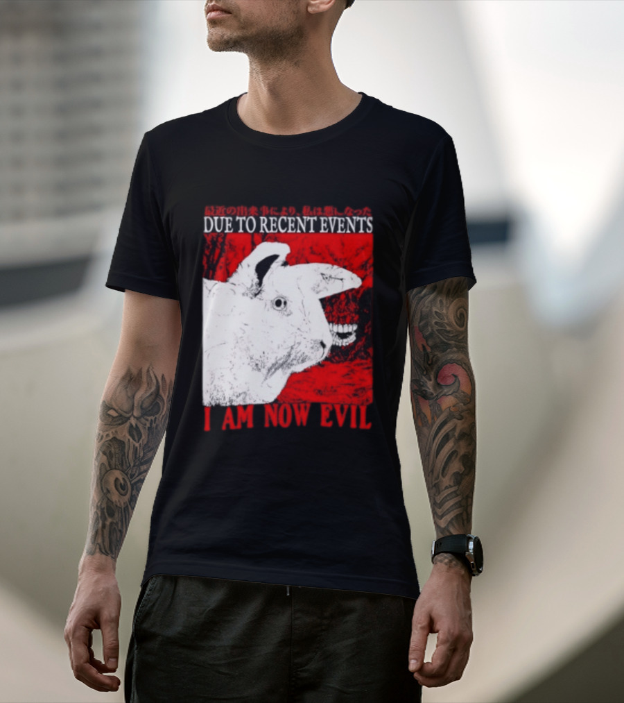 Rabbit Due To Recent Events I Am Now Evil Creepy Red T-Shirt