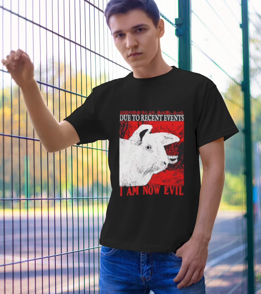 Rabbit Due To Recent Events I Am Now Evil Creepy Red T-Shirt