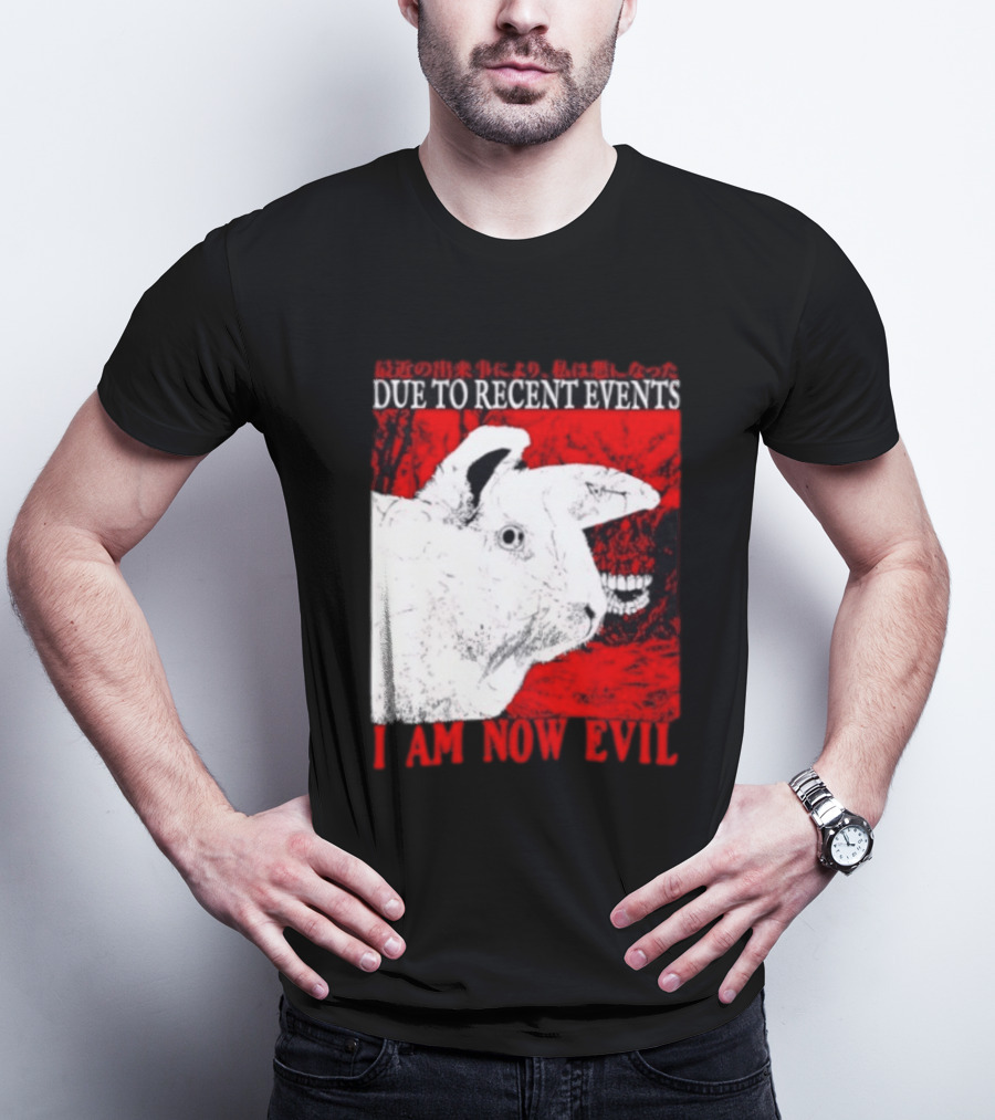 Rabbit Due To Recent Events I Am Now Evil Creepy Red T-Shirt