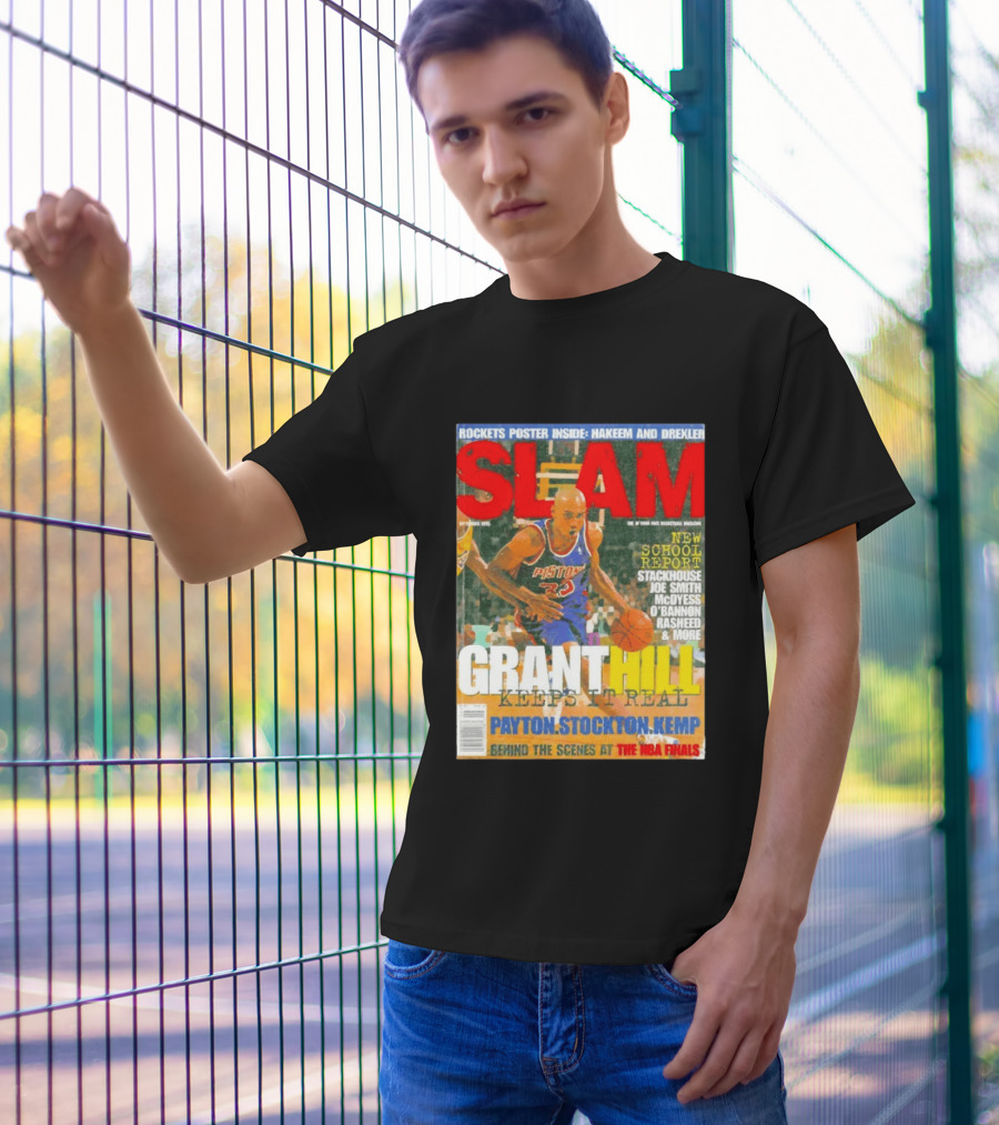 SLAM Granthill Keeps It Real Payton Stockton Kemp Pistons Basketball NBA Finals Hakeem Drexler T-Shirt