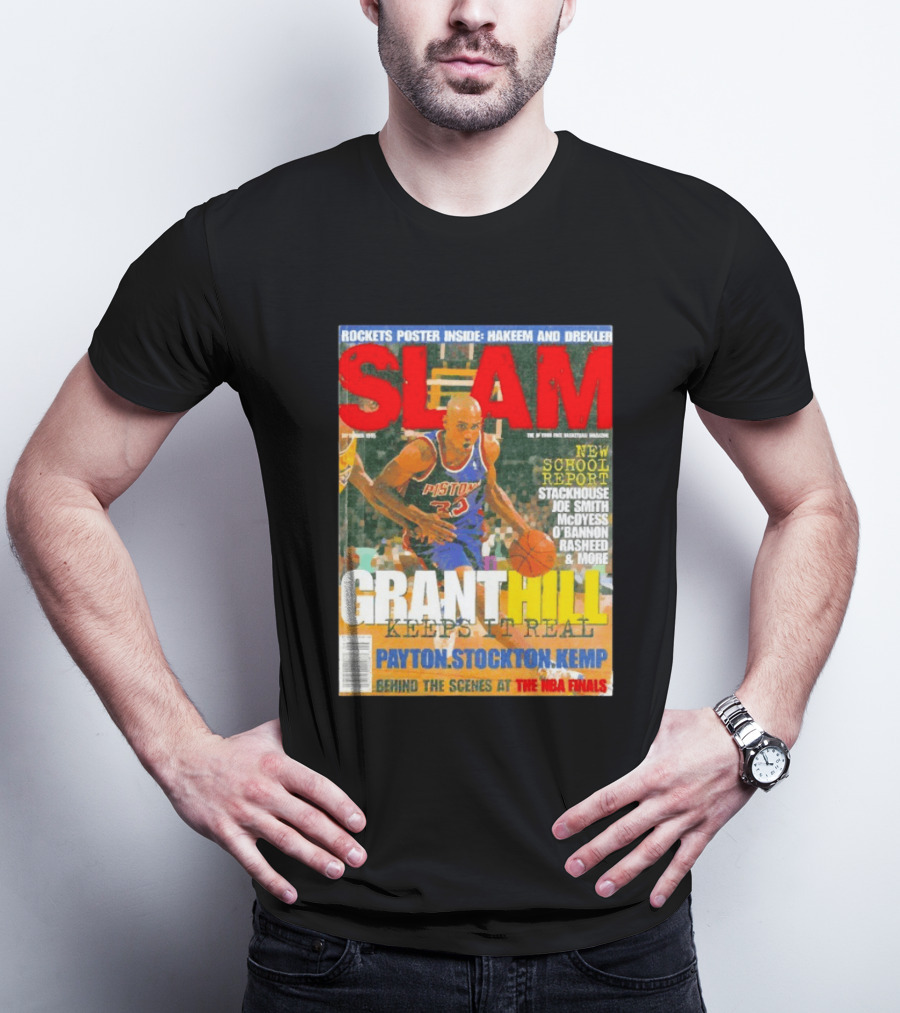 SLAM Granthill Keeps It Real Payton Stockton Kemp Pistons Basketball NBA Finals Hakeem Drexler T-Shirt