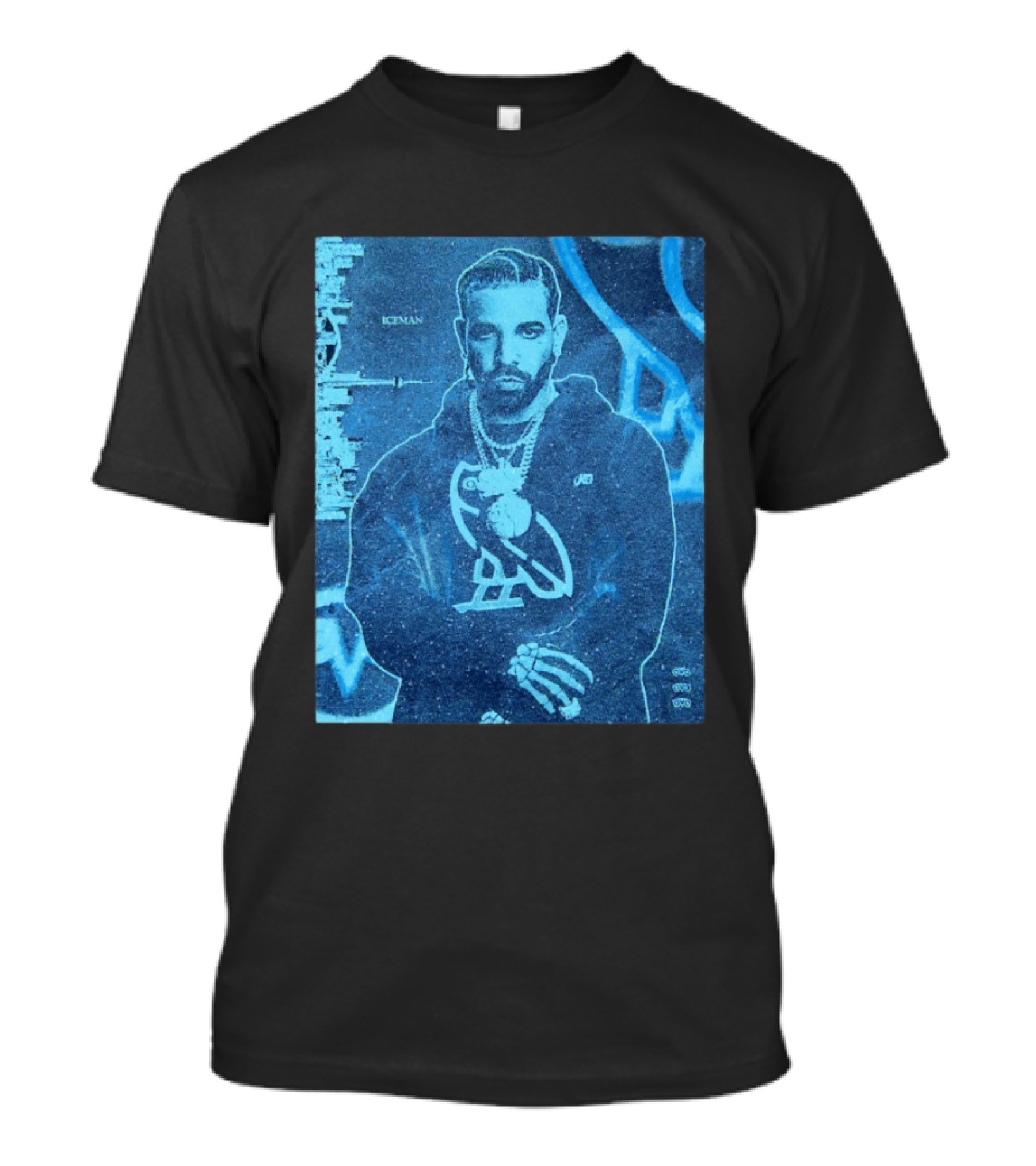 ICEMAN Owl Graphic Drake Blue Portrait With City Skyline T-Shirt