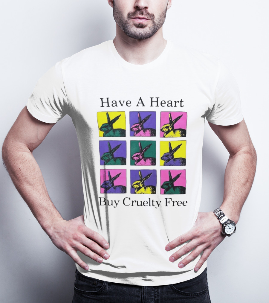 Have A Heart Buy Cruelty Free Rabbits Pop Art Style Iconic Colorful Blocks T-Shirt