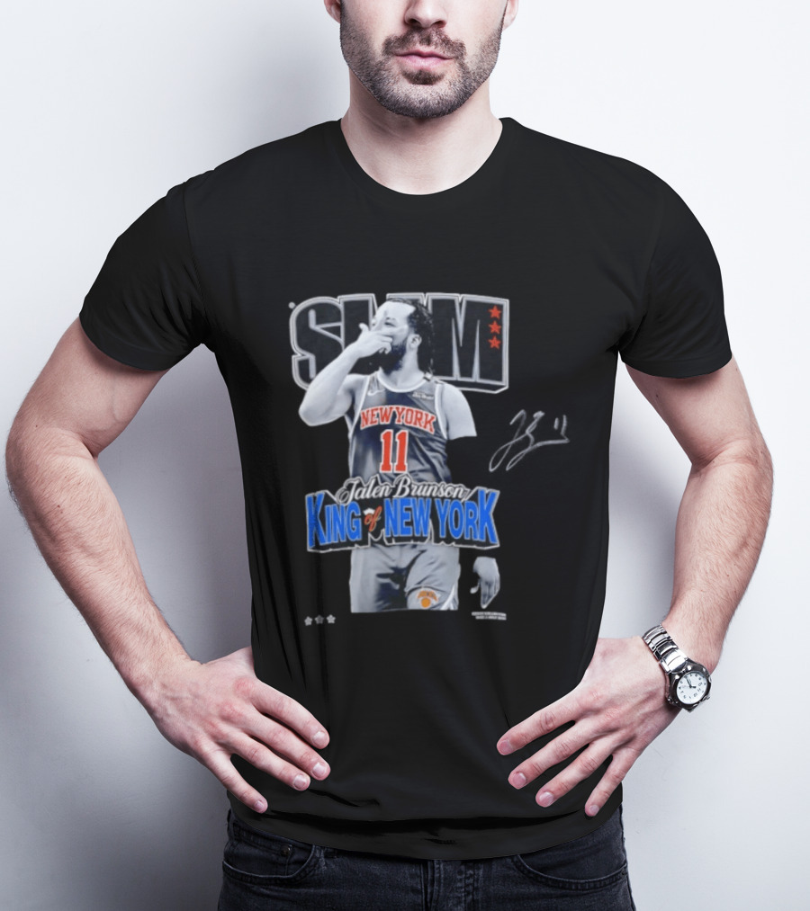 Slam Jalen Brunson King Of New York Knicks 11 Autographed Cover T-Shirt