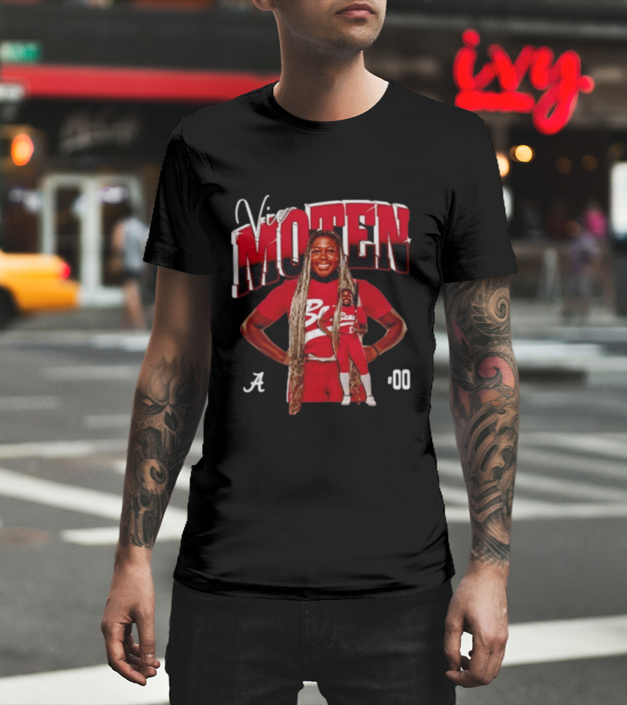 Vic Moten 00 Alabama Crimson Tide Softball Red Uniform Player Pose T-Shirt