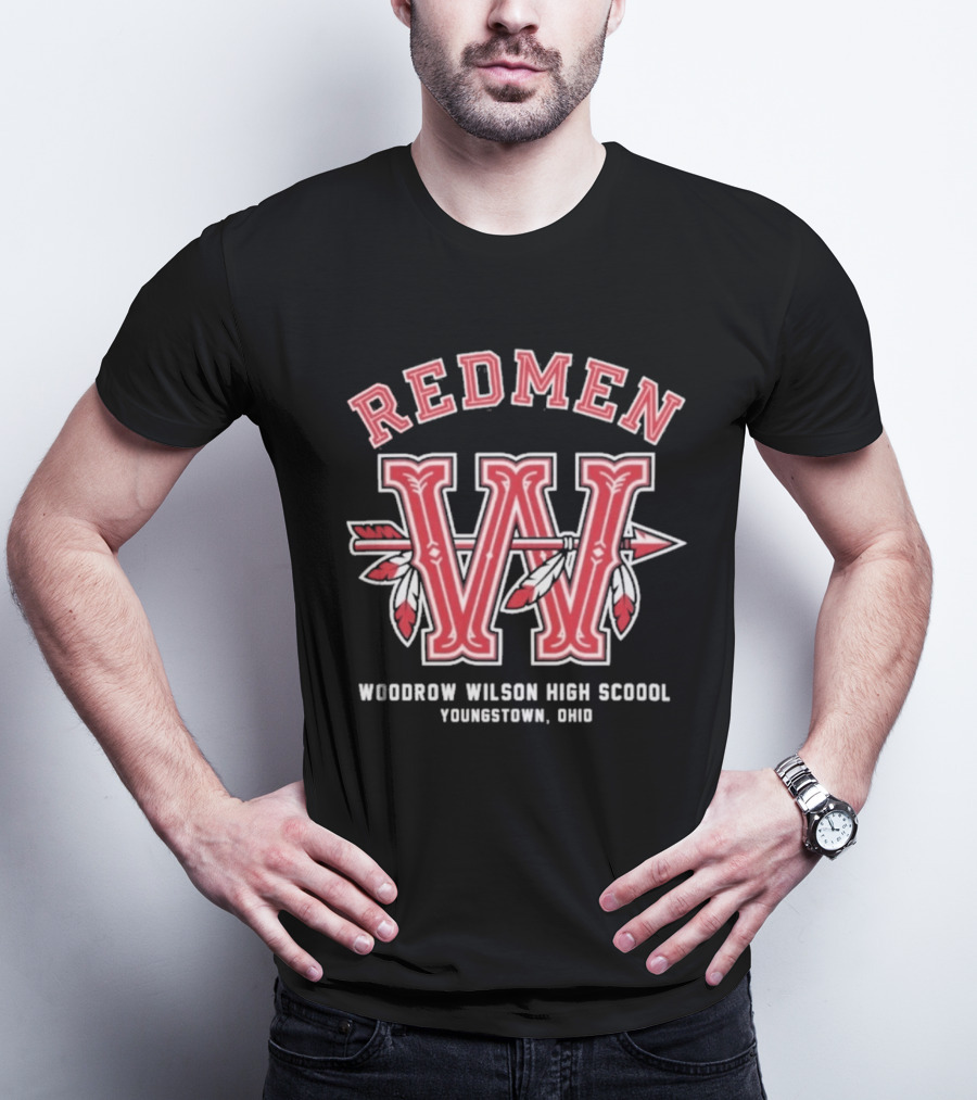 Redmen Woodrow Wilson High School Youngstown Ohio W Arrow Feathers T-Shirt