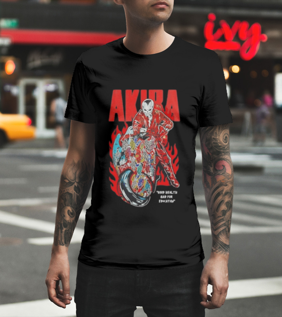 Akira Good For Health Bad For Education Iconic Motorcycle T-Shirt