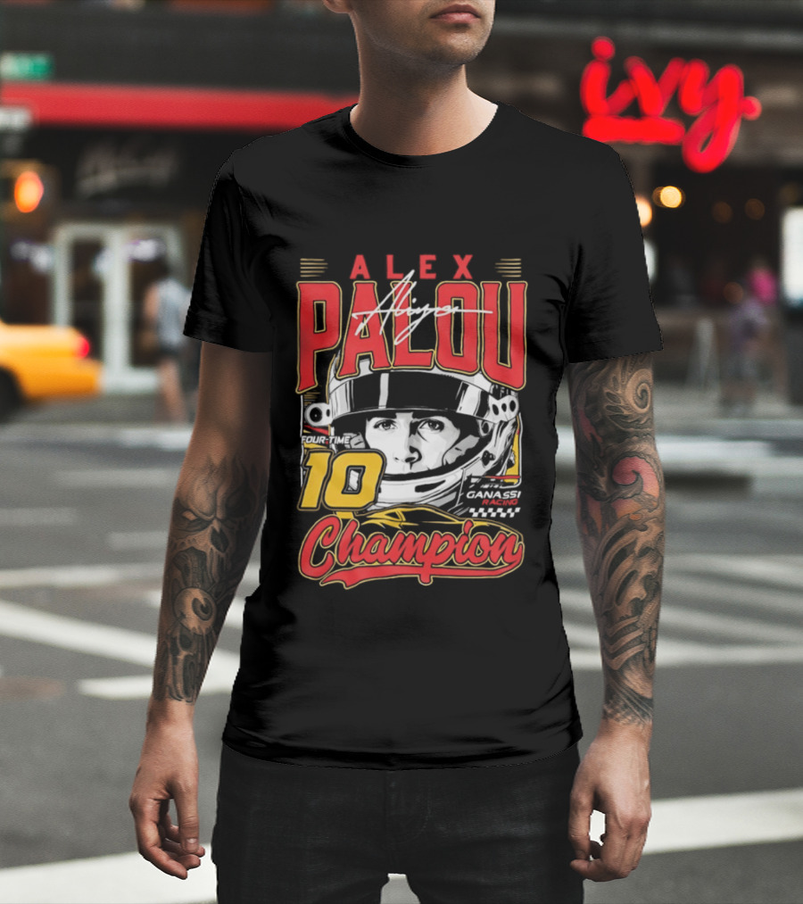 Alex Palou Autograph 10 Champion Racing Helmets T-Shirt