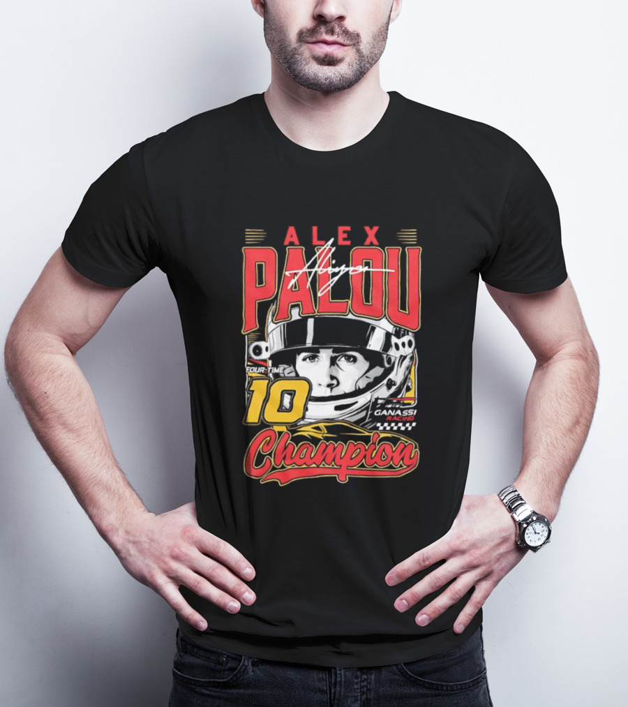 Alex Palou Autograph 10 Champion Racing Helmets T-Shirt