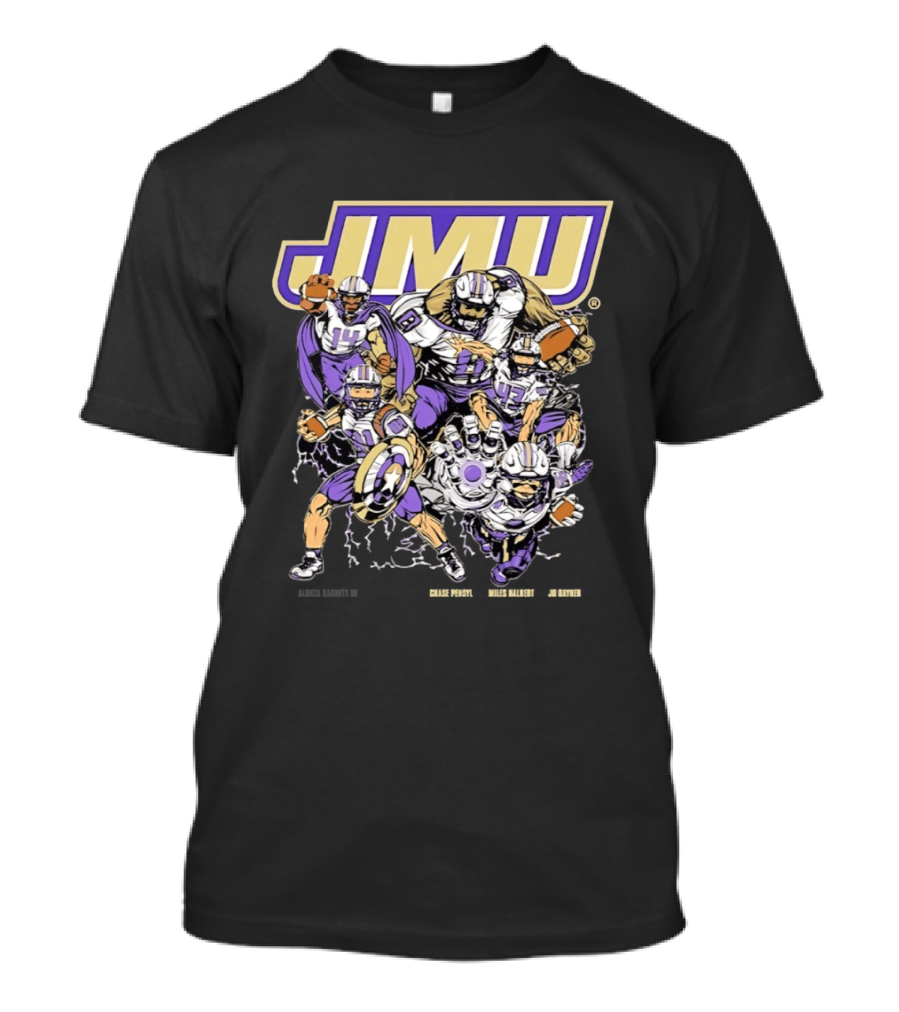 JMU Marvel Super Hero James Madison Dukes Football Team T-Shirt