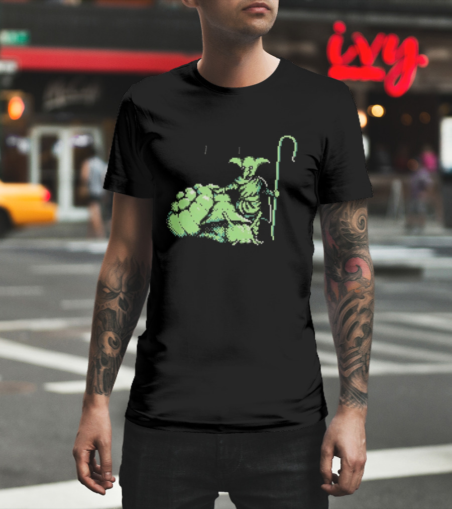 Goblin Shepherd With Staff Pixel T-Shirt