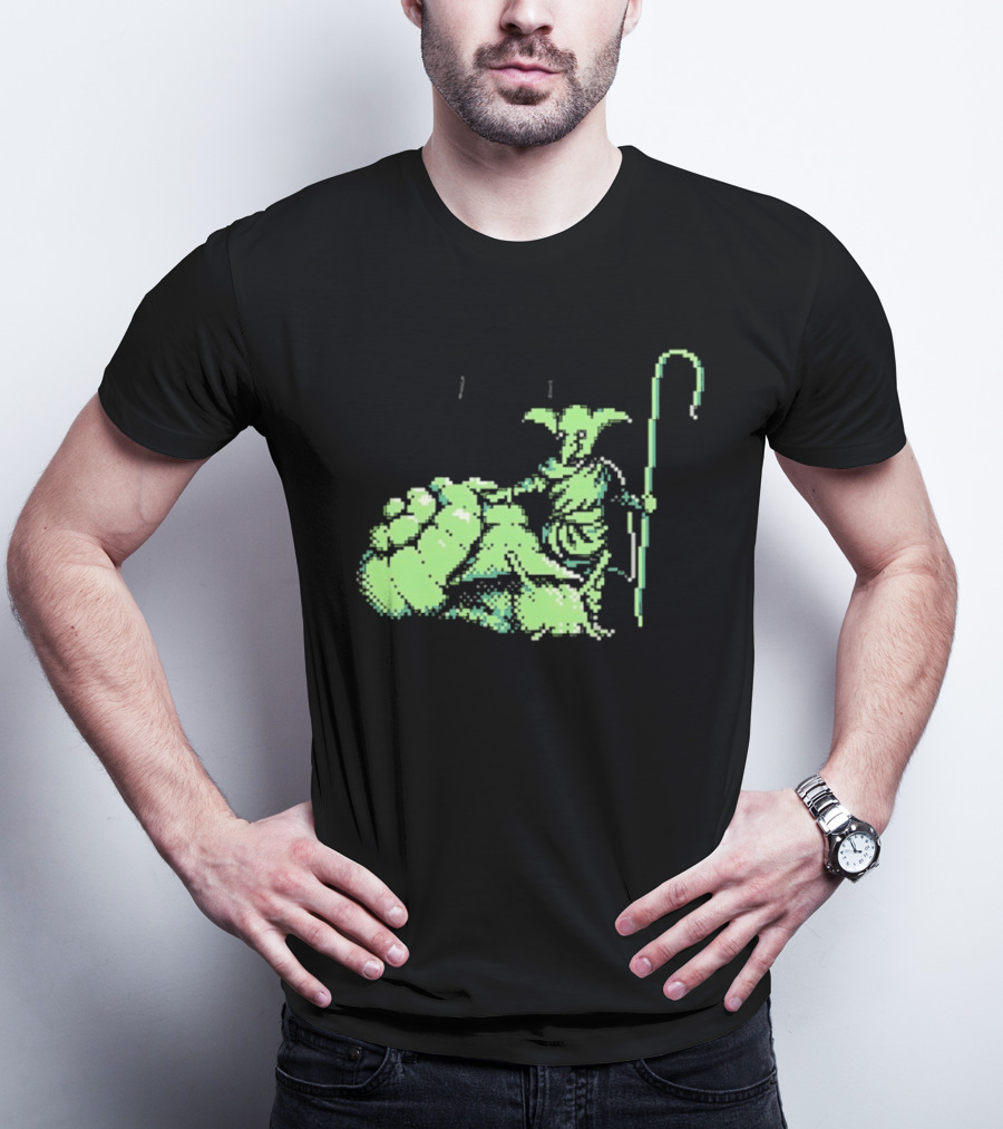 Goblin Shepherd With Staff Pixel T-Shirt