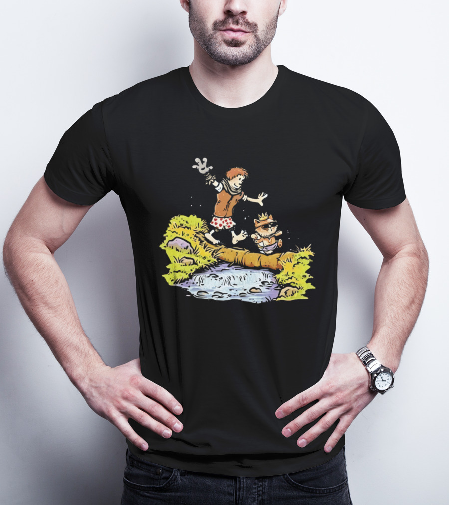Princess Donut Calvin And Hobbes Comic Adventure Carl Crossing Log T-Shirt