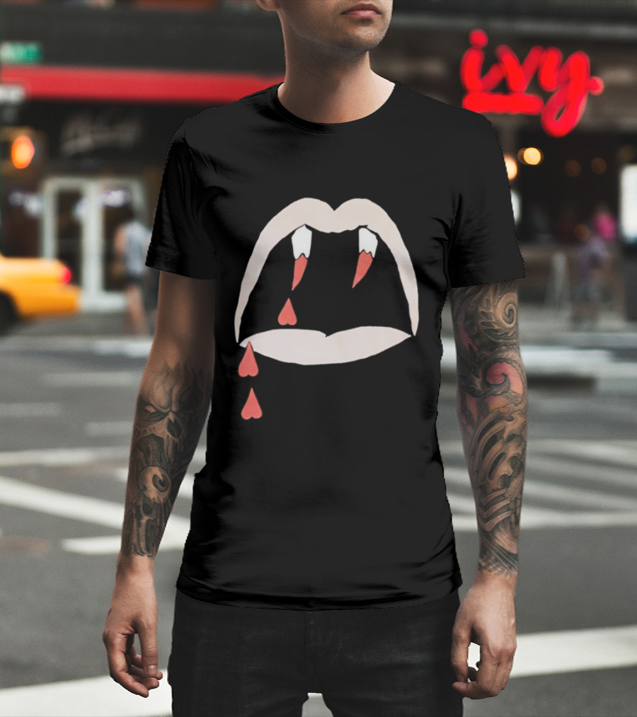 Saint Laurent AW14 Bloodluster Vampire Teeth And Blood Drops T-Shirt