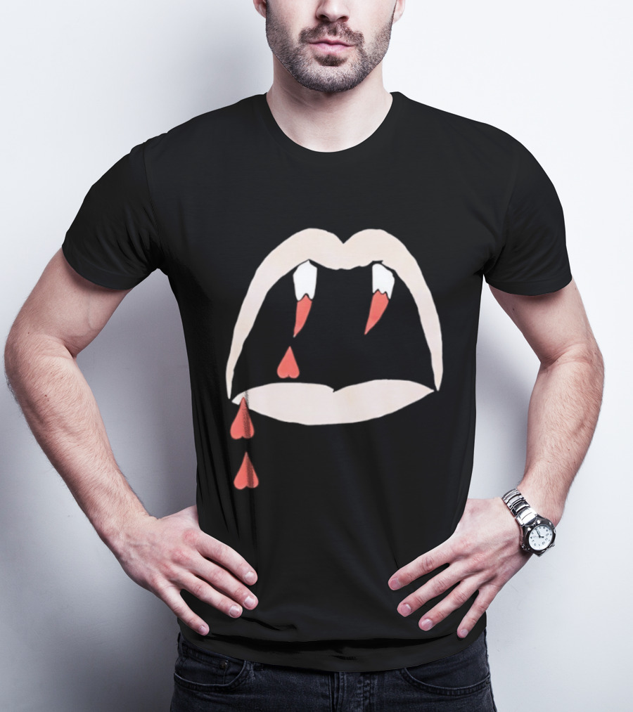 Saint Laurent AW14 Bloodluster Vampire Teeth And Blood Drops T-Shirt