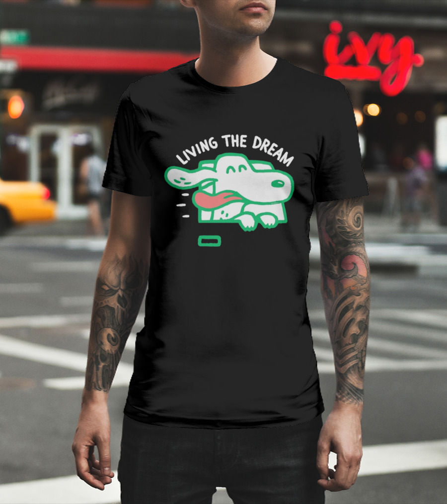 Living The Dream Dog Joyfully Enjoying Car Ride With Head Out The Window T-Shirt