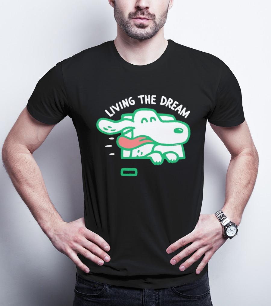Living The Dream Dog Joyfully Enjoying Car Ride With Head Out The Window T-Shirt